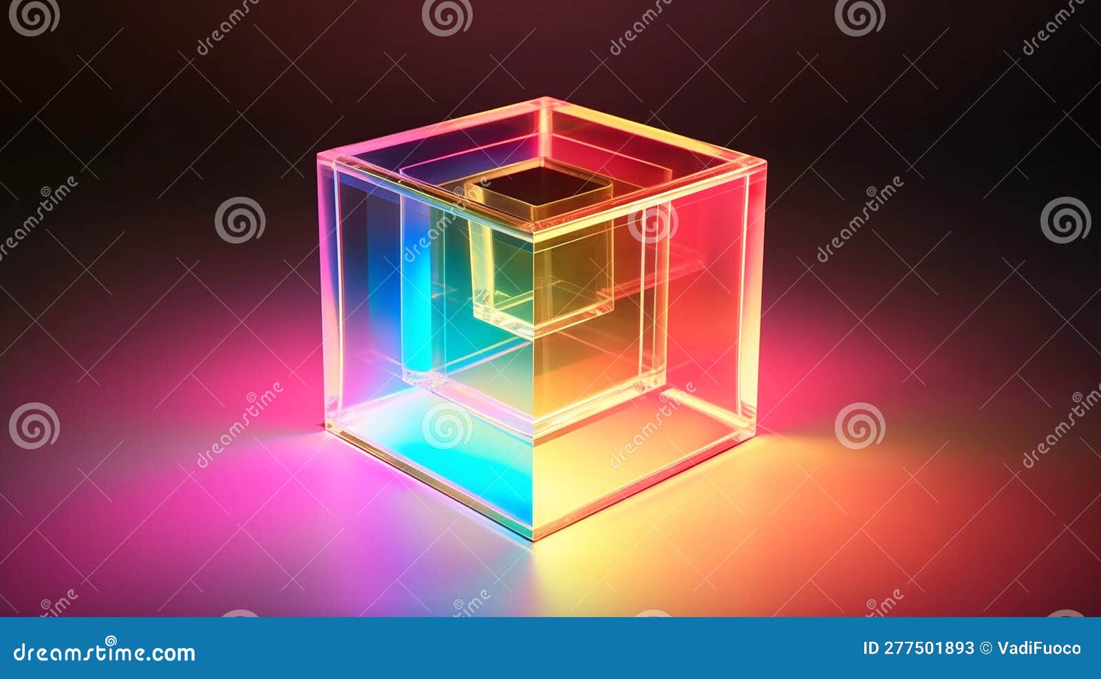 Luminous Neon Cube, Black Background. Stock Image - Image of ...
