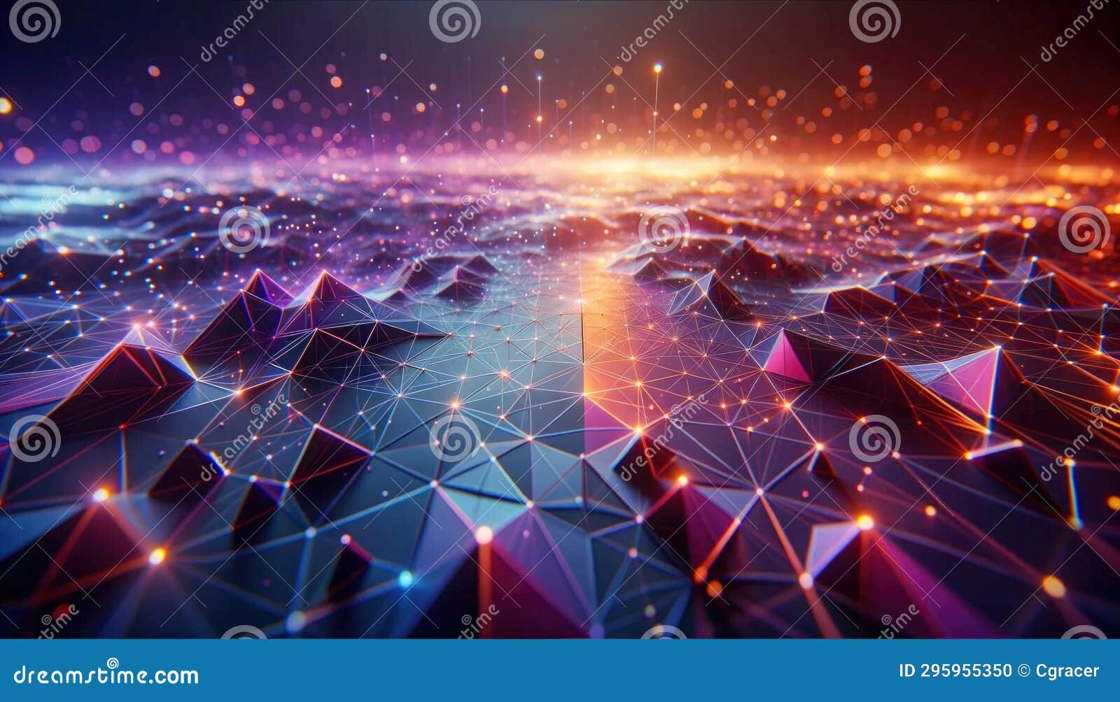 Luminous Network Background. Digital Landscape with Intricate Network ...