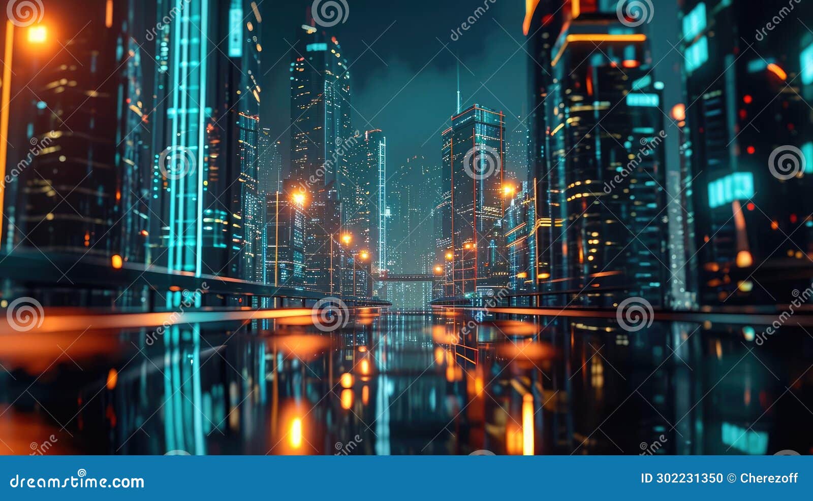 Luminous Night City with Virtual Elements Stock Illustration ...