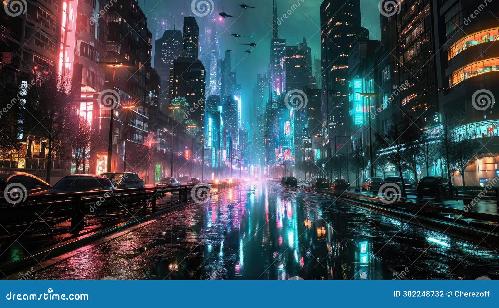 Luminous Night City with Virtual Elements Stock Illustration ...