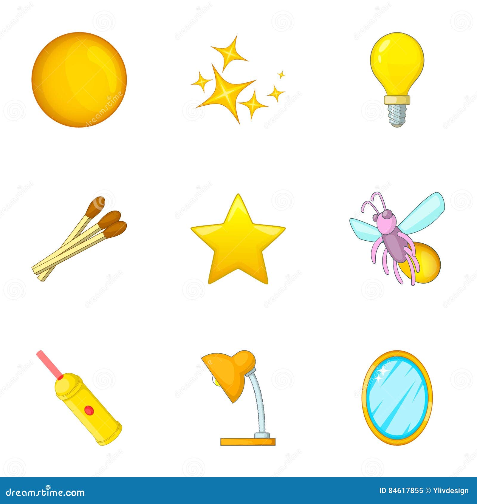 Luminous Objects Icons Set, Cartoon Style Stock Vector - Illustration ...