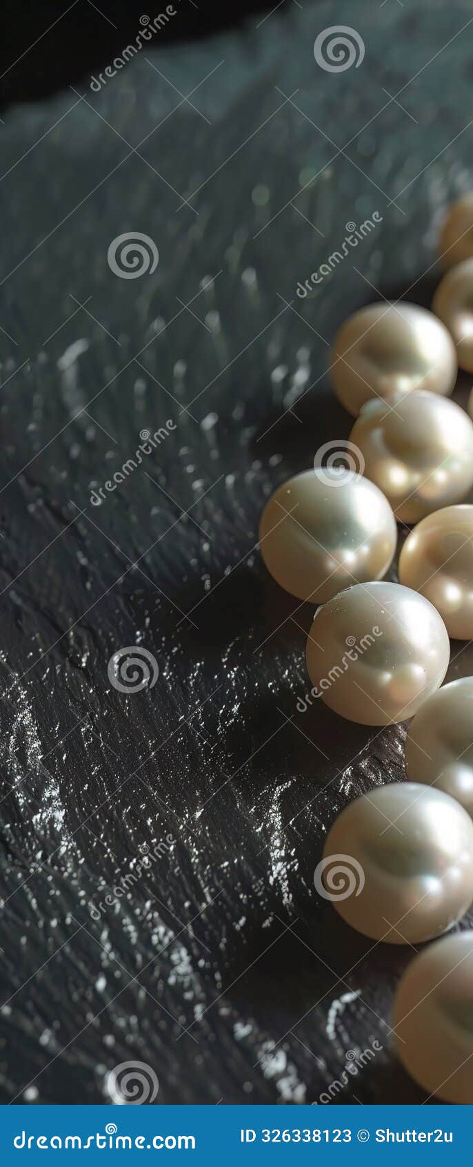Luminous Pearls Against a Dark Matte Surface Creating a Luxurious ...