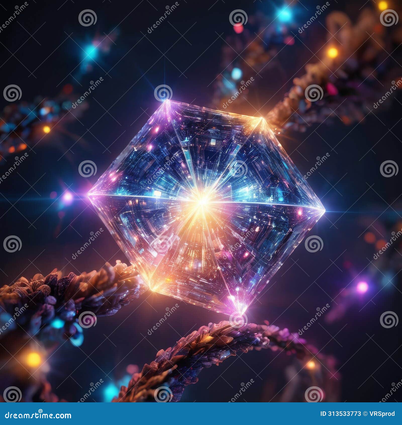 Luminous Quantum Crystal Structure Stock Image - Image of abstract ...