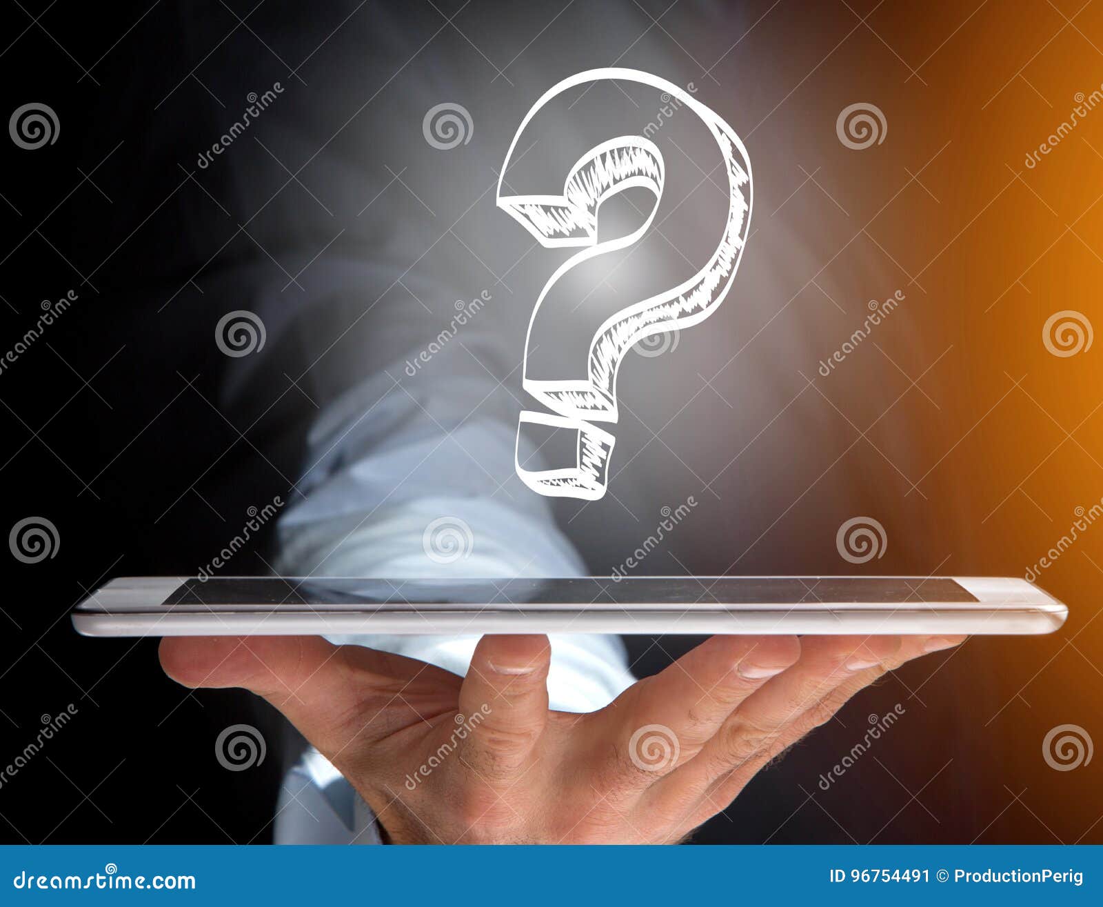 Luminous Question Mark Displayed on a Futuristic Interface - Inn Stock ...