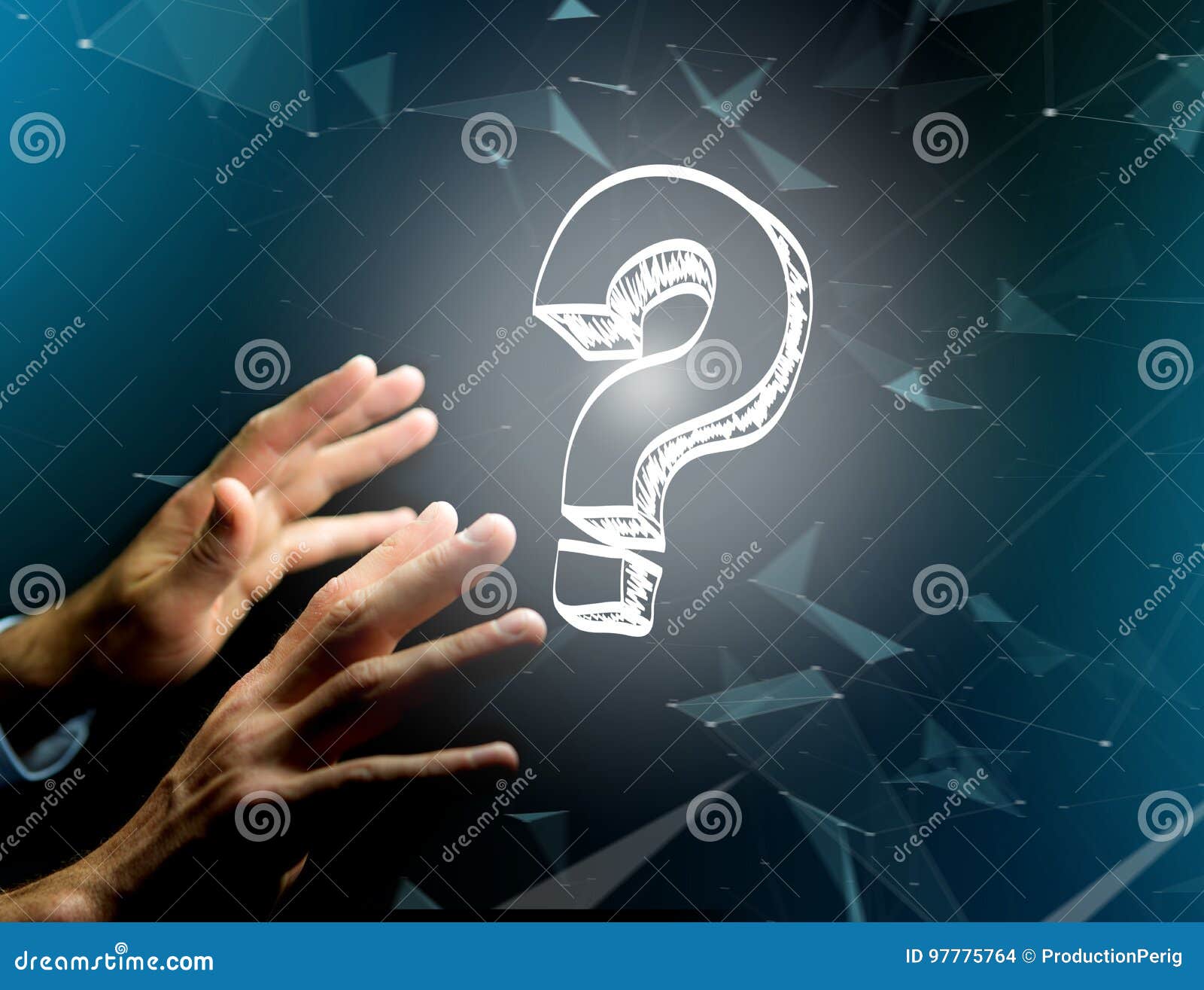 Luminous Question Mark Displayed on a Futuristic Interface - Inn Stock ...