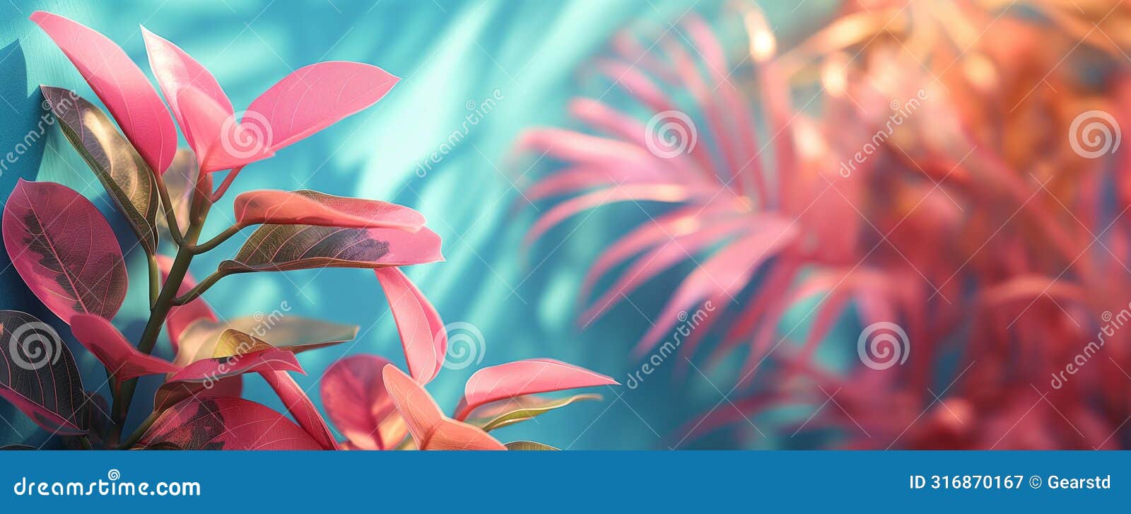 Ruby Tropical Leaves with Light Patterns Stock Image - Image of natural ...