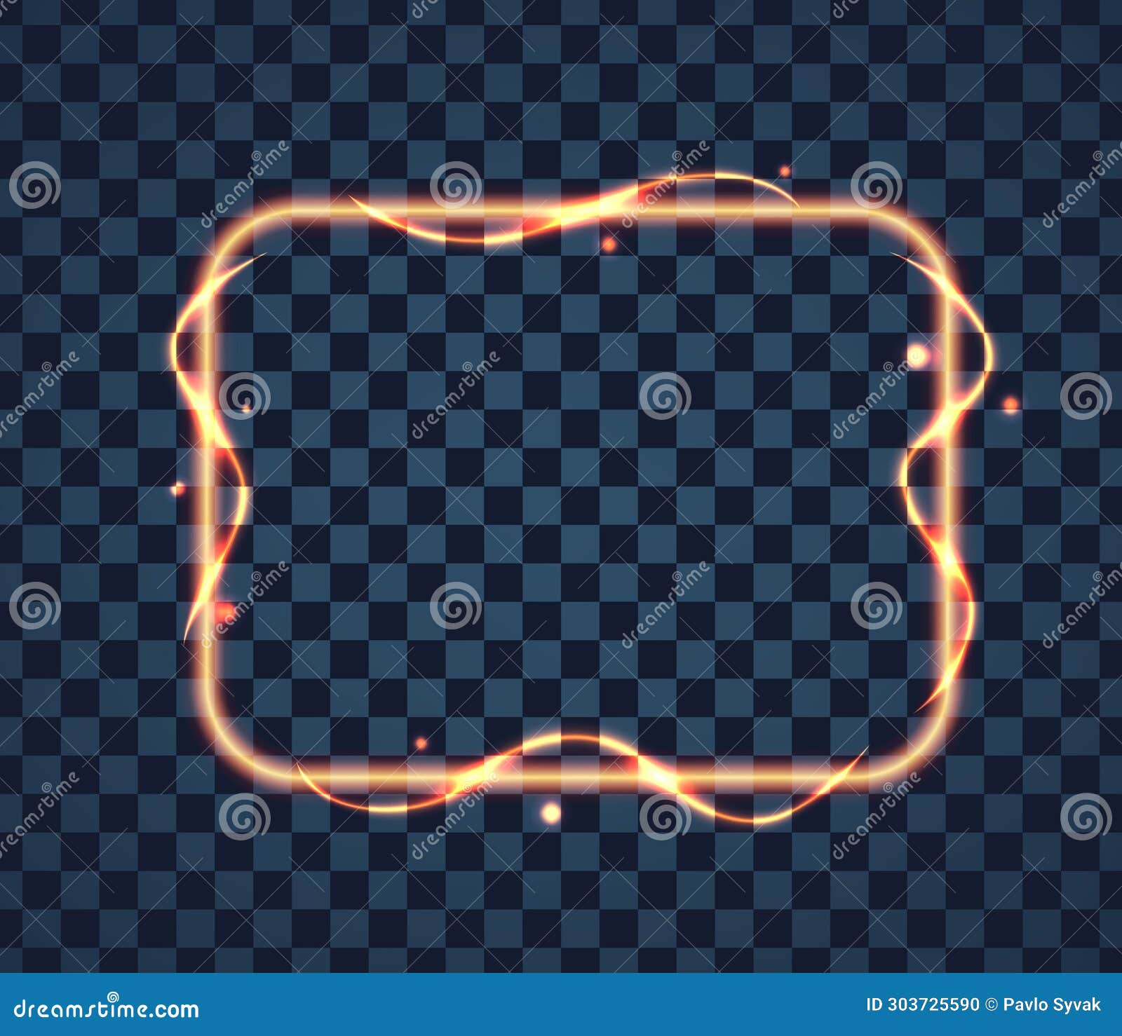 Luminous Rectangular Frame with Rounded Corners and Waving Decor ...