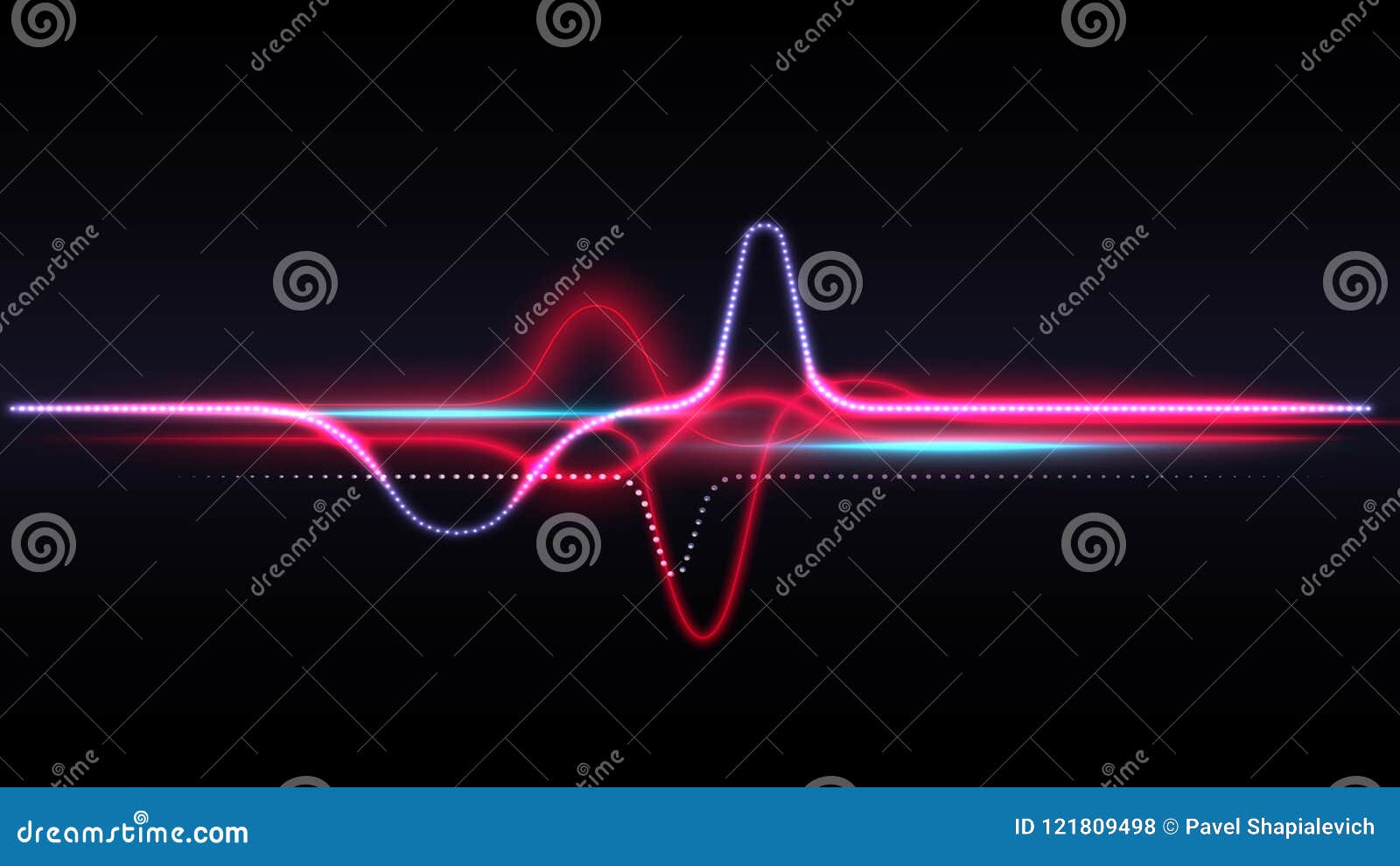 Luminous red energy waves stock vector. Illustration of force - 121809498