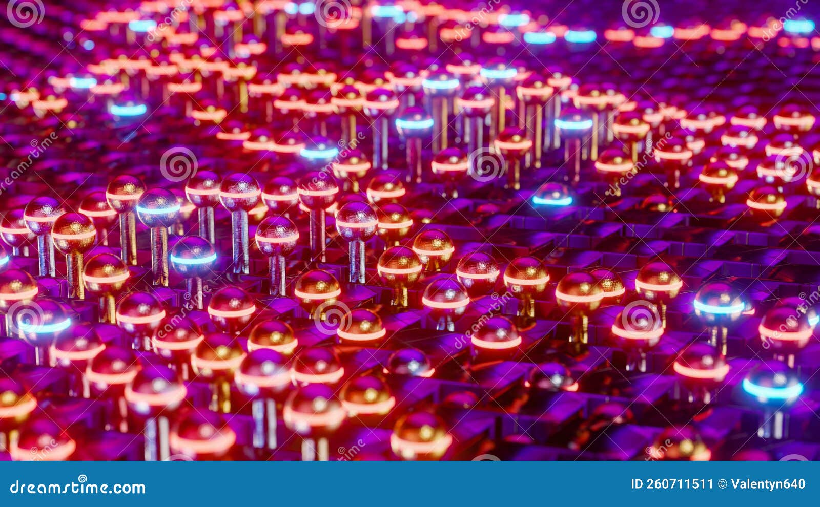 Luminous Red Spheres Moving in Waves. 3D Rendering Illustration Stock ...