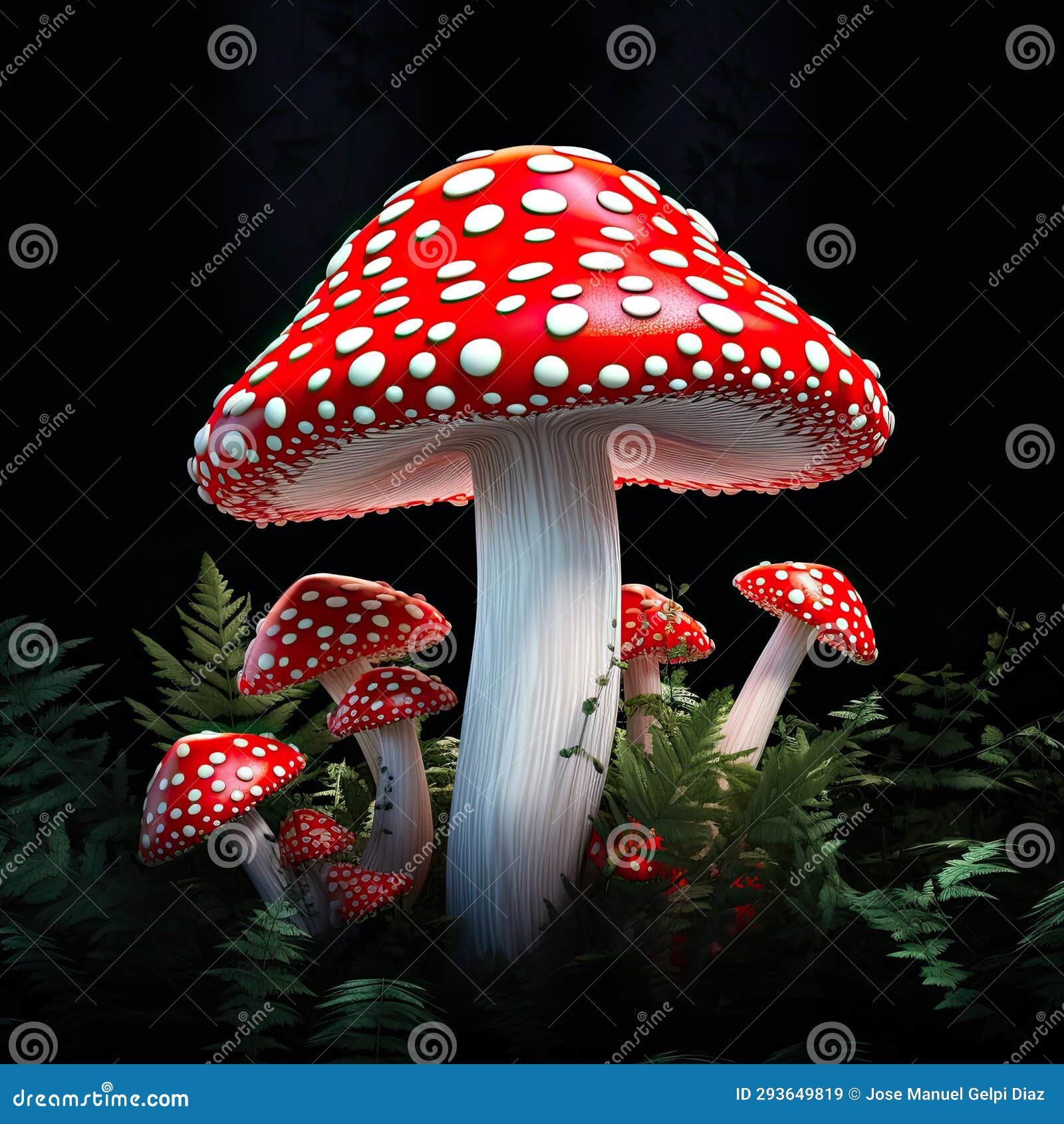 Luminous Red Toadstools Amidst Ferns: Nature S Detailed Masterpiece in ...