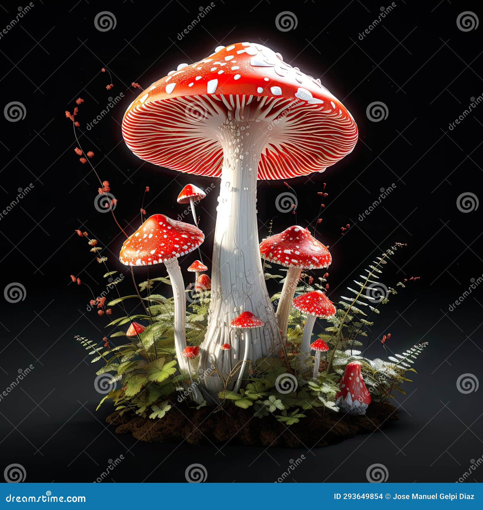 Luminous Red Toadstools Amidst Ferns: Nature S Detailed Masterpiece in ...