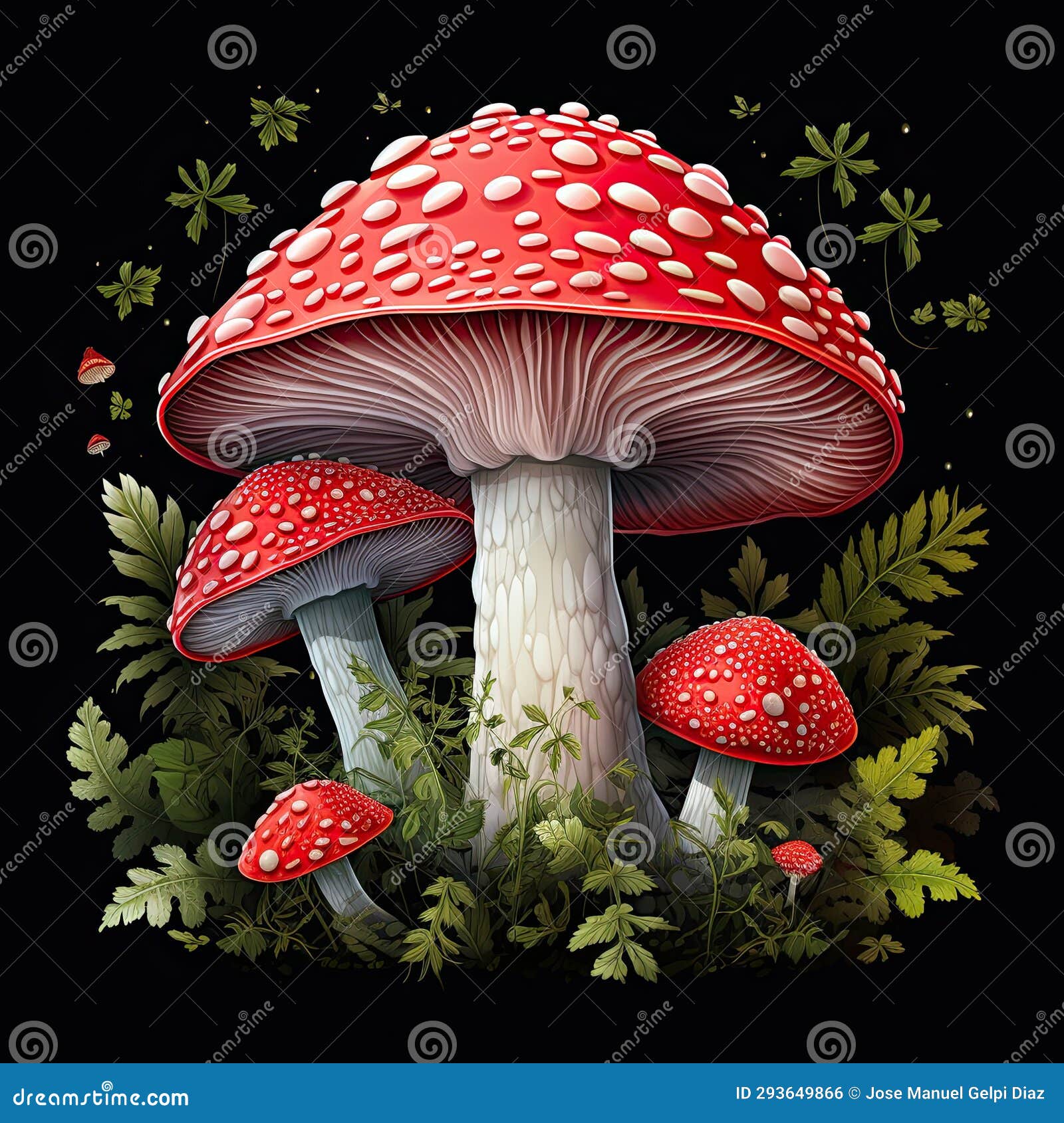 Luminous Red Toadstools Amidst Ferns: Nature S Detailed Masterpiece in ...