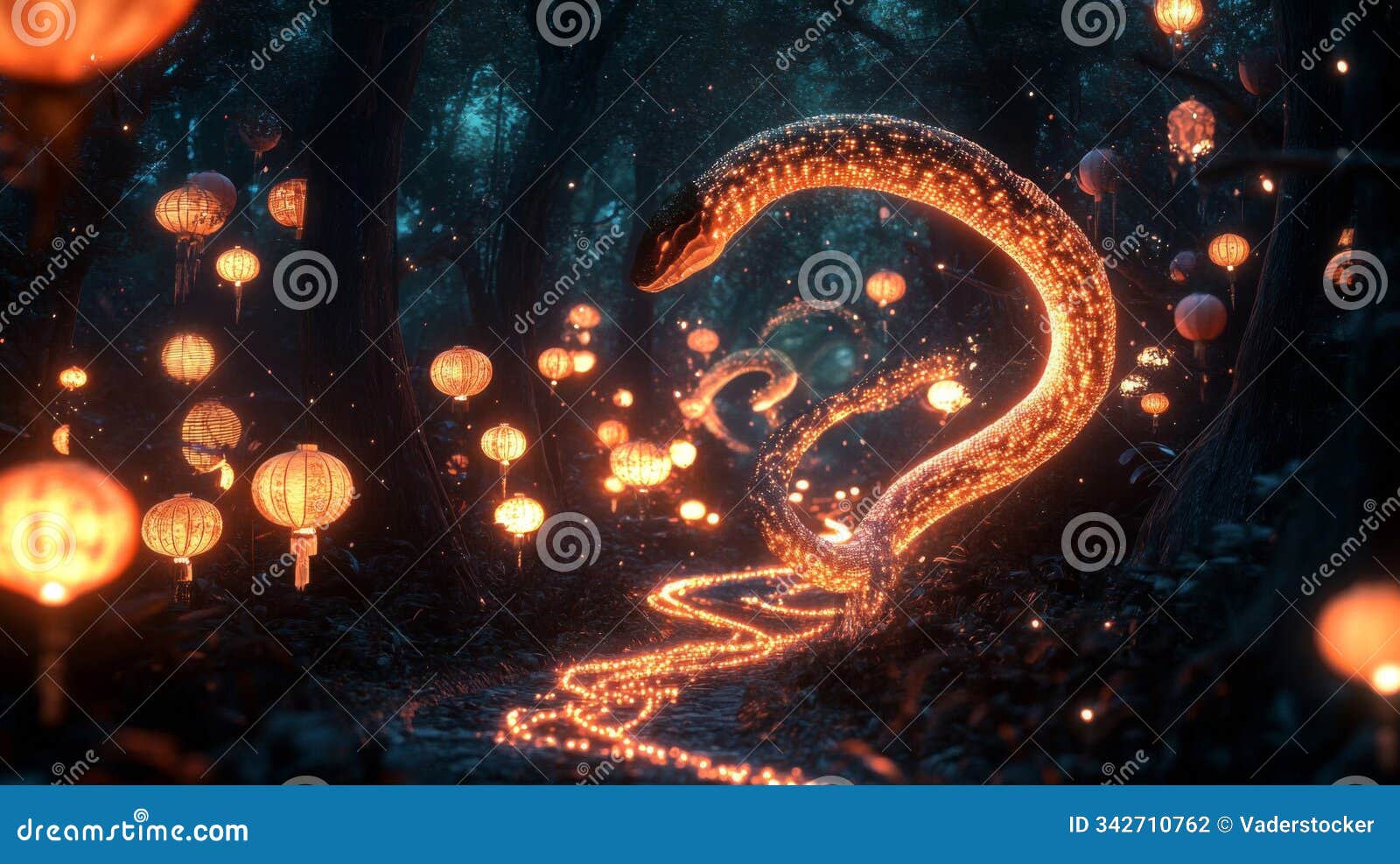 A Coiling Serpent In A Starry Nebula Royalty-Free Stock Image ...
