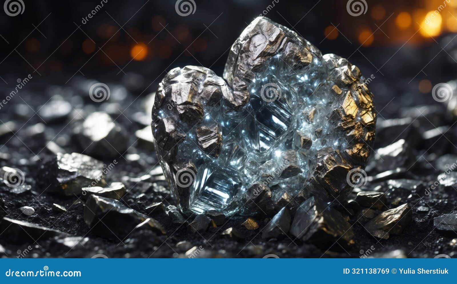 Luminous Silver Ore a Glimpse into the Metallic Heart of Mining. Stock ...