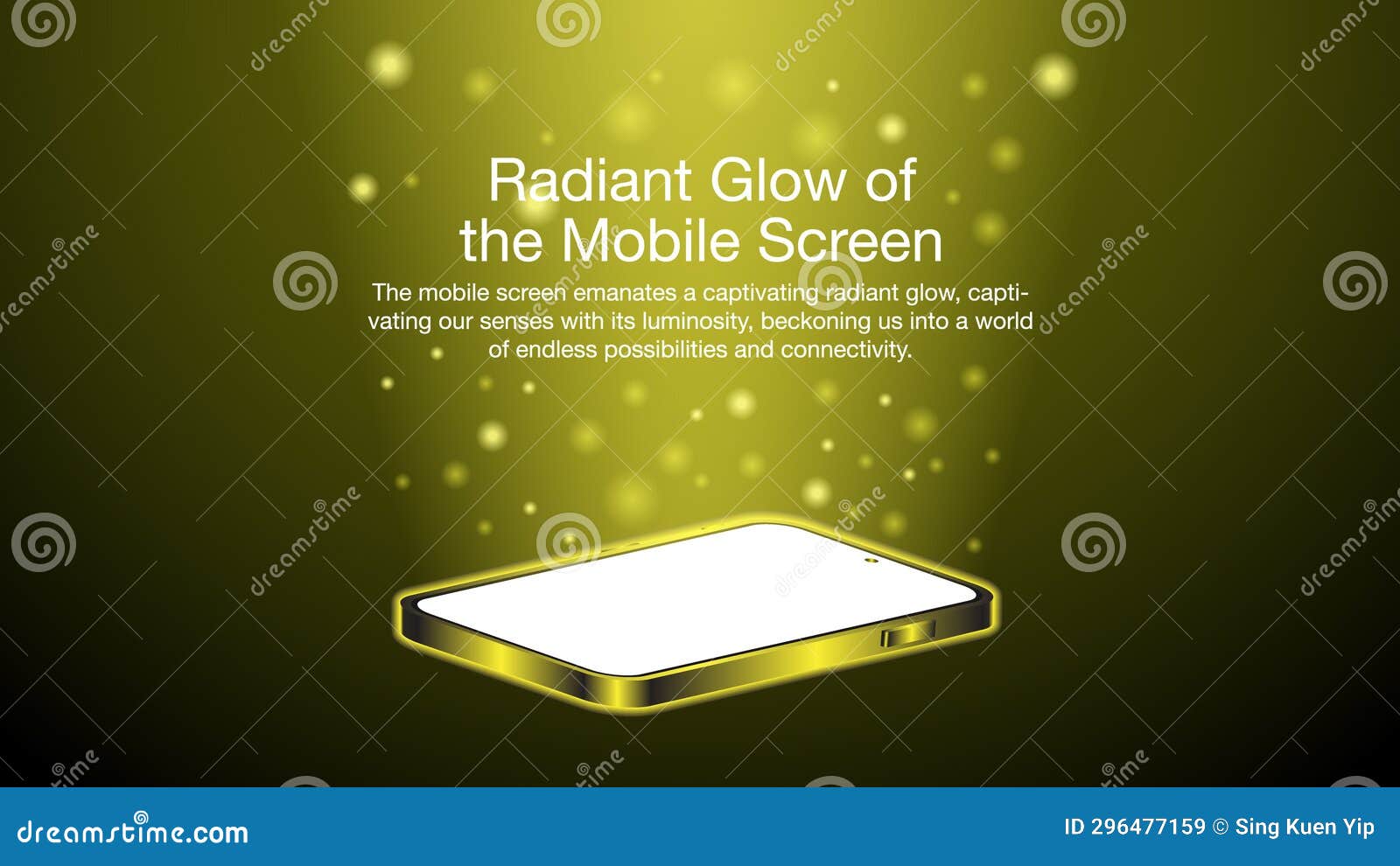 The Luminous Smartphone Screen. Smartphone Golden Light Screen. Vector ...