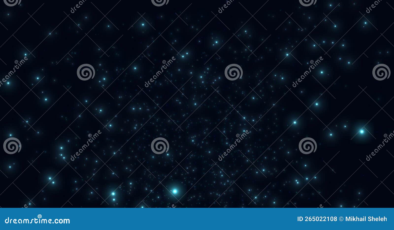 Luminous and Sparkling Blue Particles Falling in Space on a Blue ...