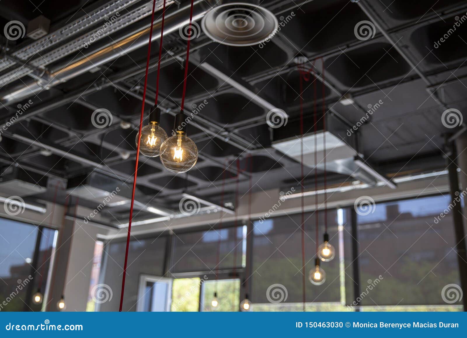 Luminous Spotlights Hanging from the Ceiling Stock Photo - Image of ...