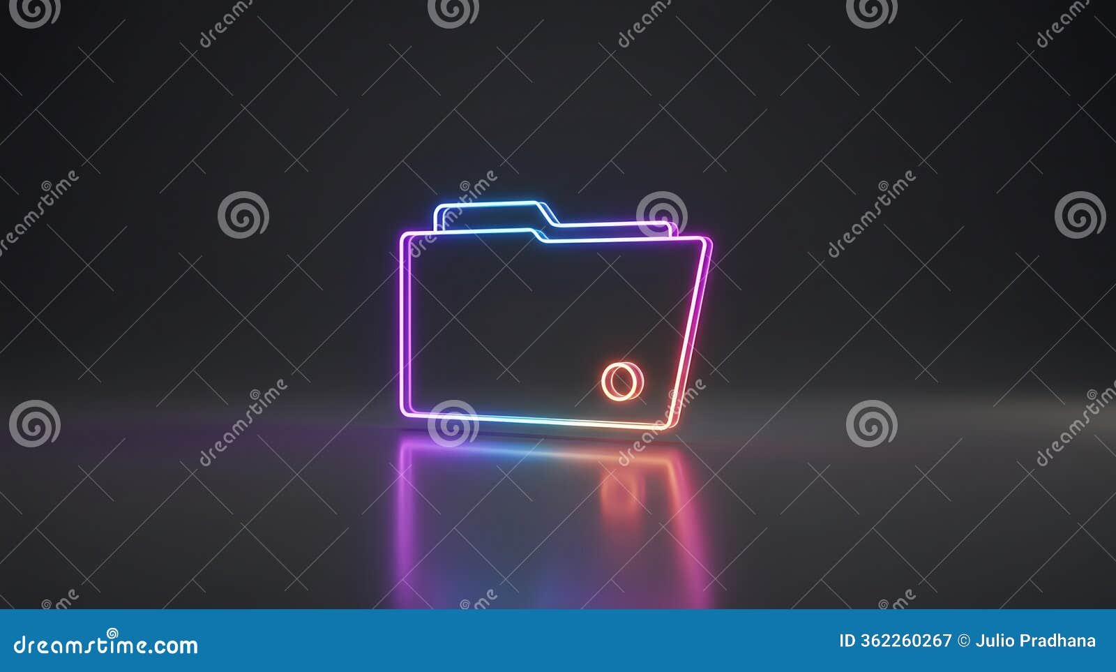 A Luminous Stylized Glass Folder Icon in Vibrant Neon Colors ...
