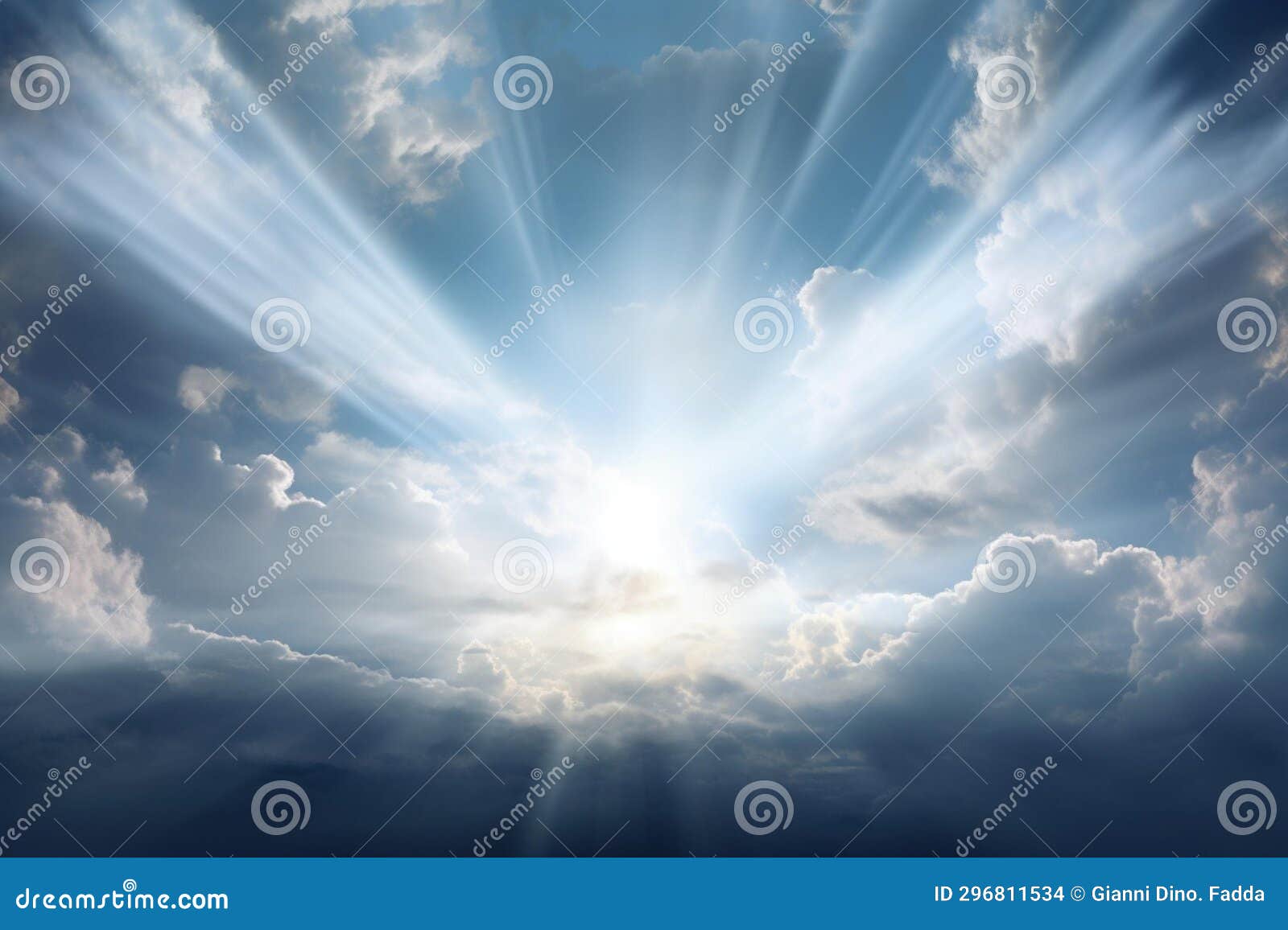 Luminous Sunbeam through Clouds Stock Illustration - Illustration of ...