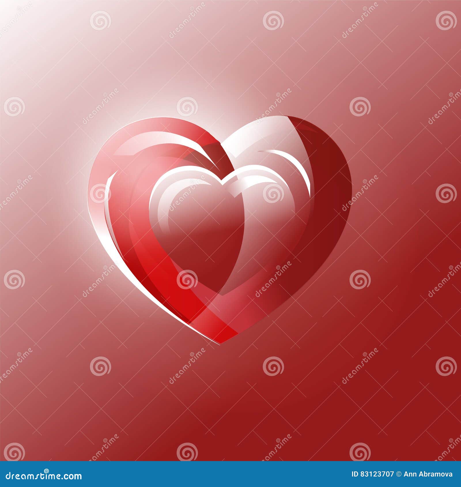A Luminous Three-dimensional Beautiful Red Heart Stock Vector ...