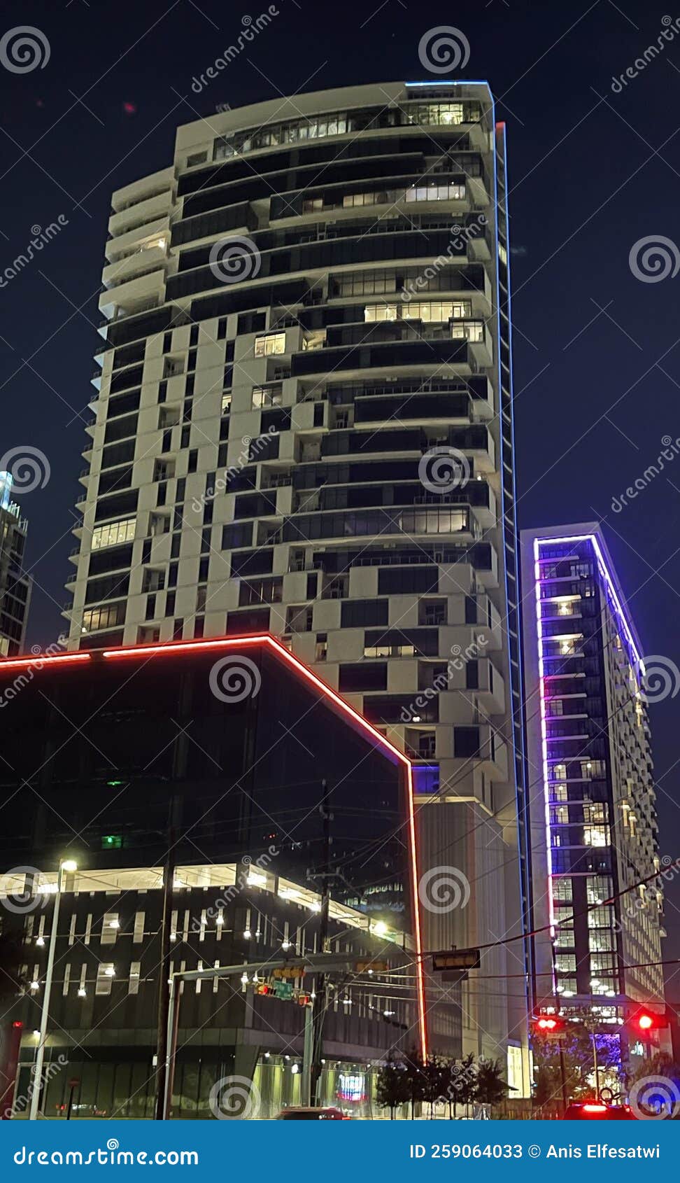 Luminous Towers stock image. Image of houston, luminous - 259064033