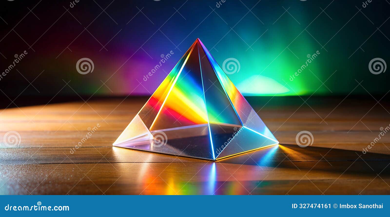 Luminous Triangular Prism on the Table Prism in the Shape of a Pyramid ...