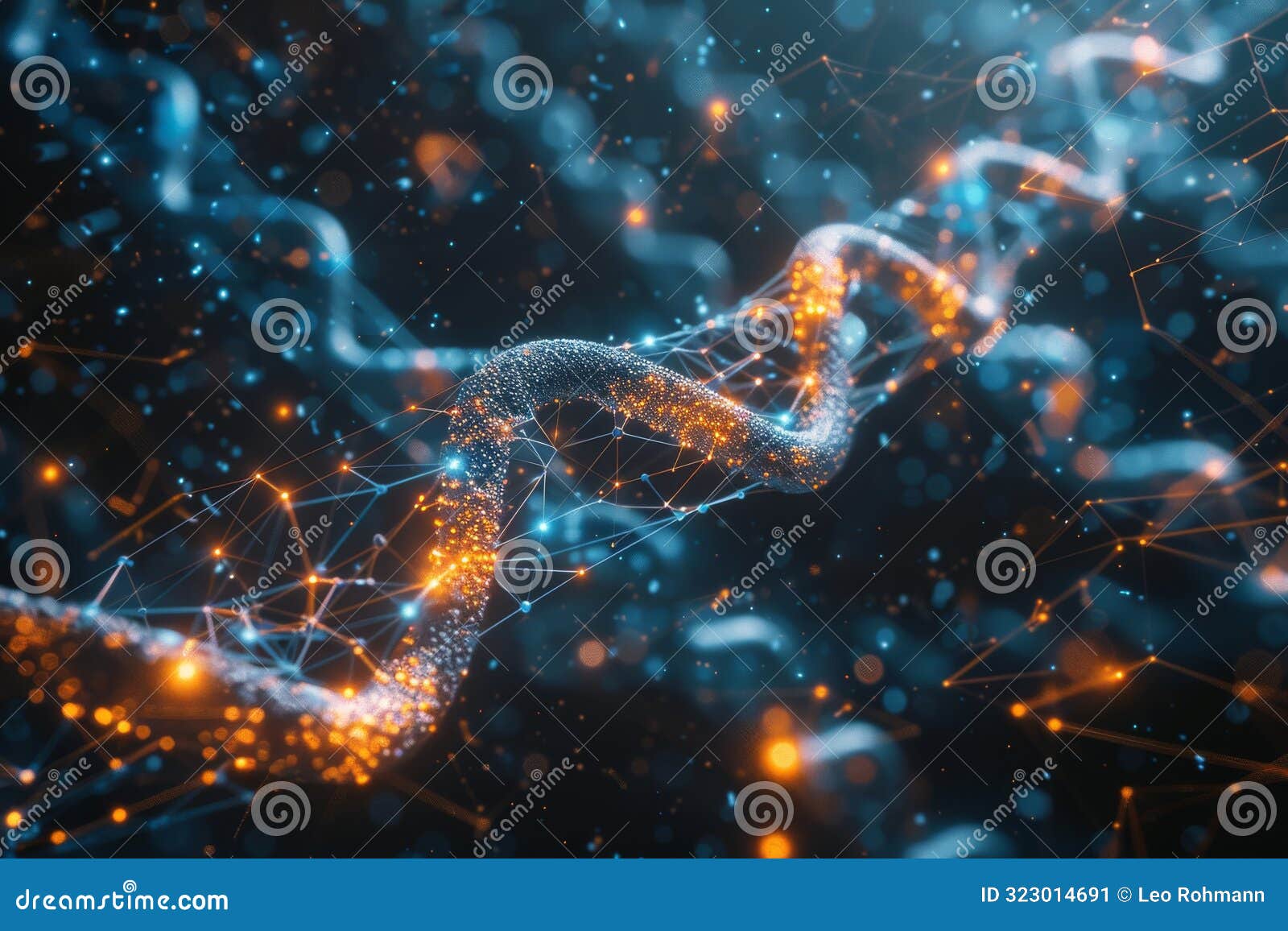 Luminous Wireframe DNA Against a Dark Backdrop Portrays the ...