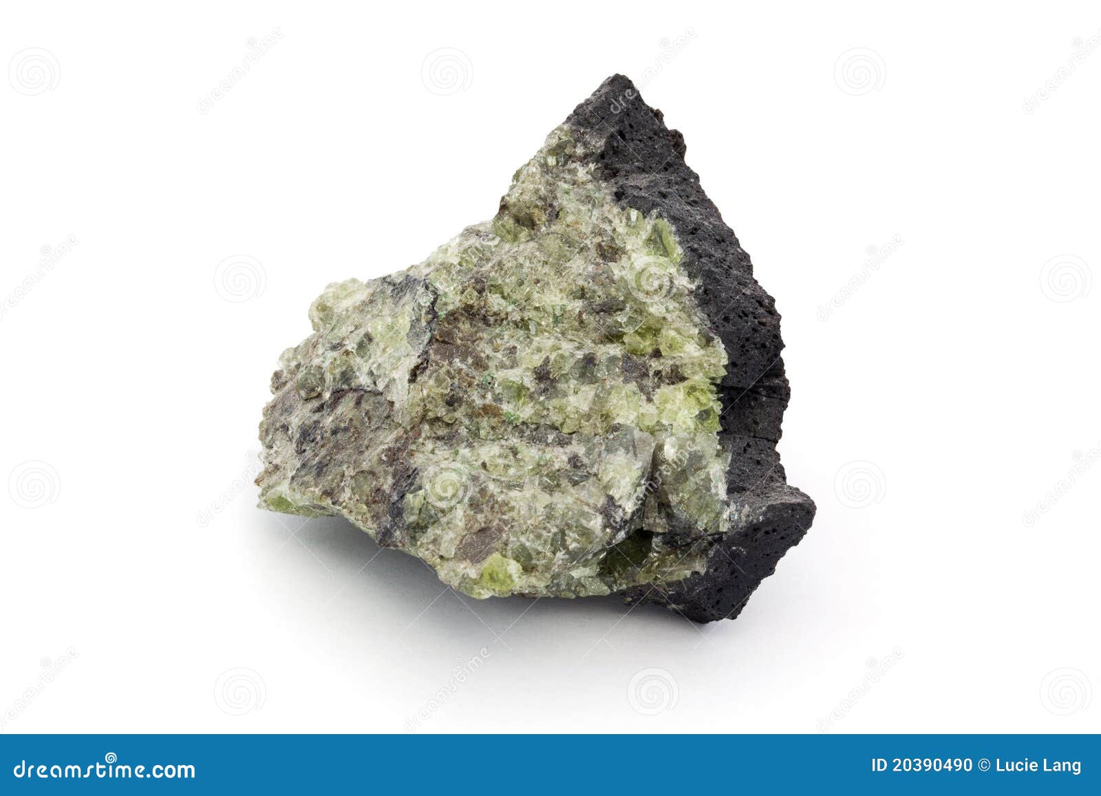 Lump of Rock with Green Crystals Over White Stock Photo - Image of ...