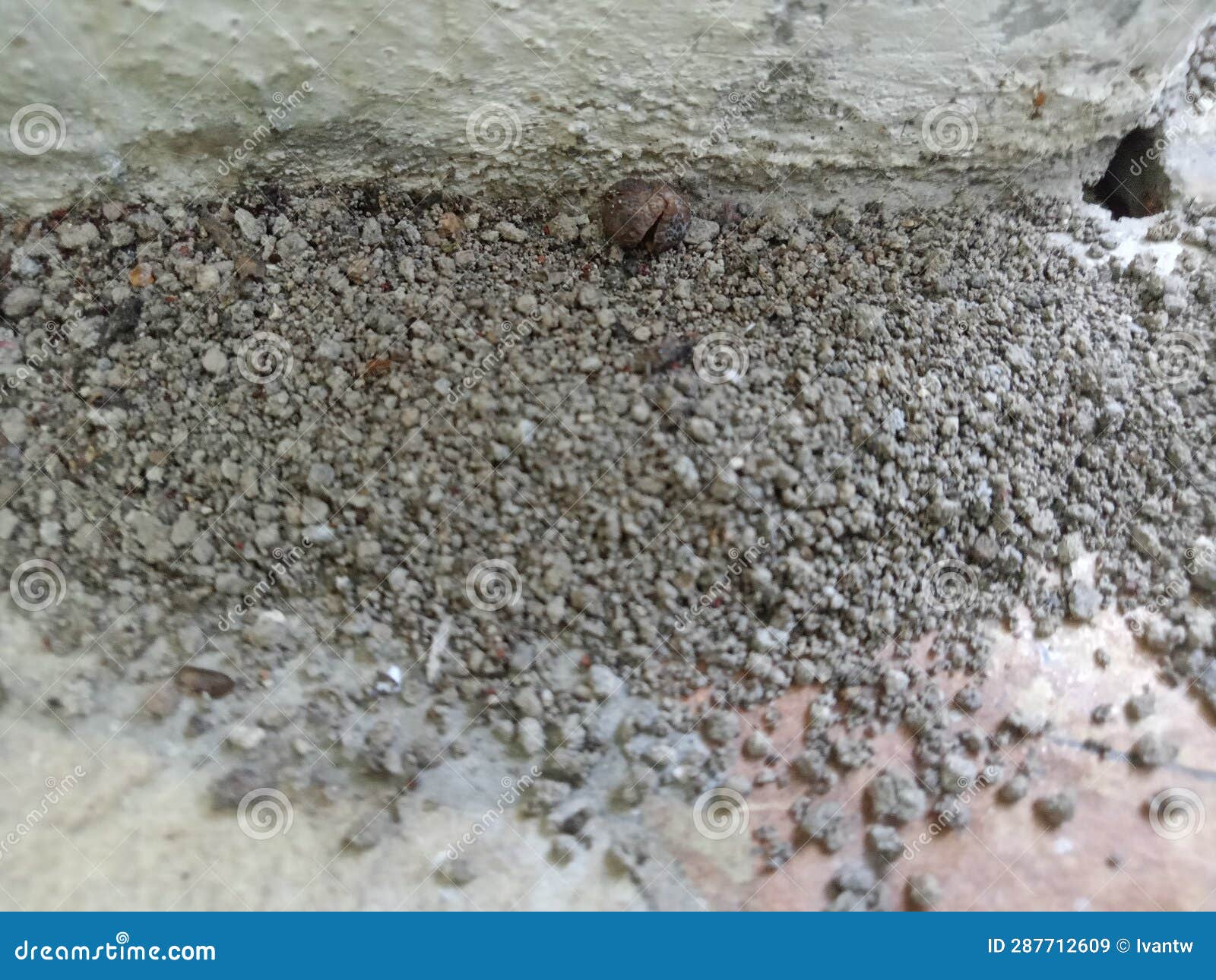 Lump of Sand on the Edge of the Wall of the Terrace of the House Stock ...