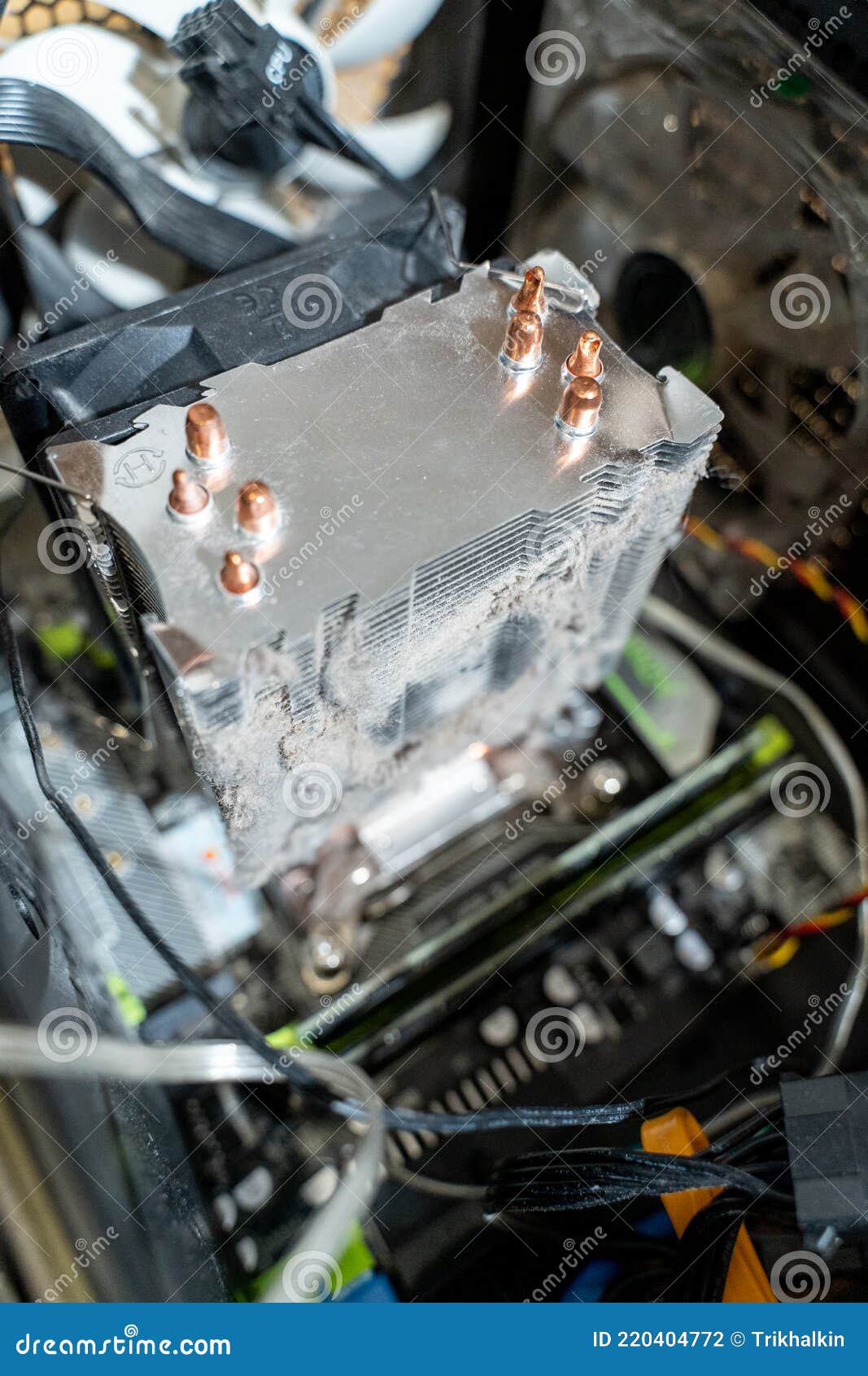 Lumps of Dust and Dirt on the Cooling Element. Dirty Aluminum Heatsink ...