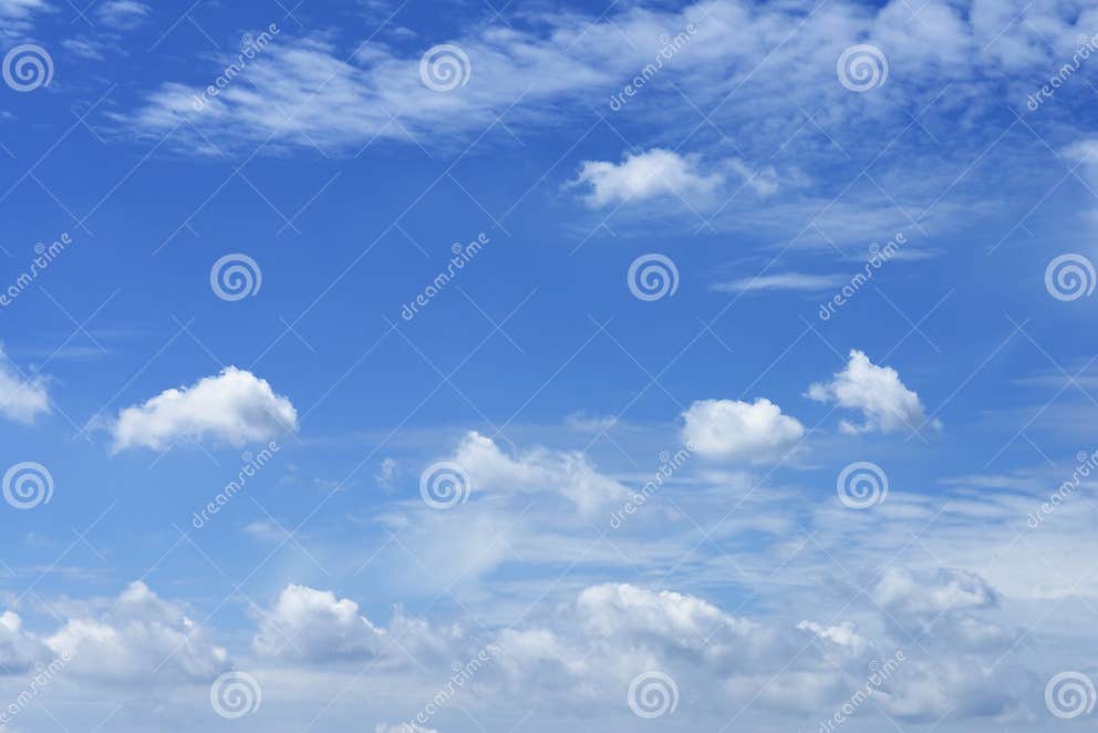 Lumpy Clouds on Blue Sky Background Stock Photo - Image of horizon ...