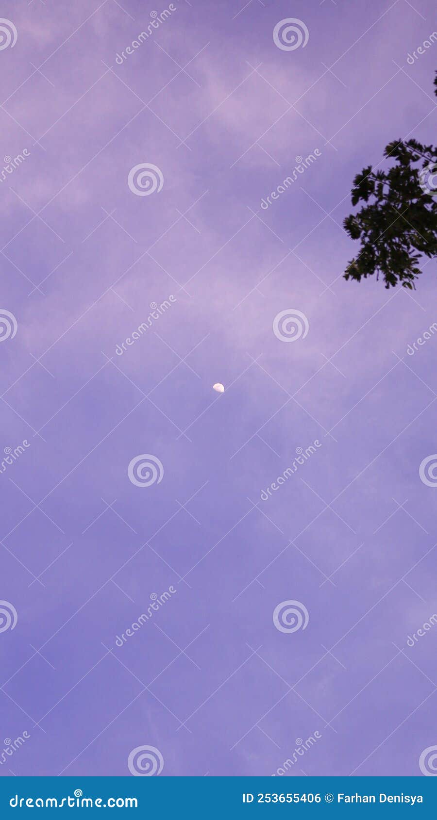 Luna al atardecer morado foto de archivo. Imagen de cielo - 253655406