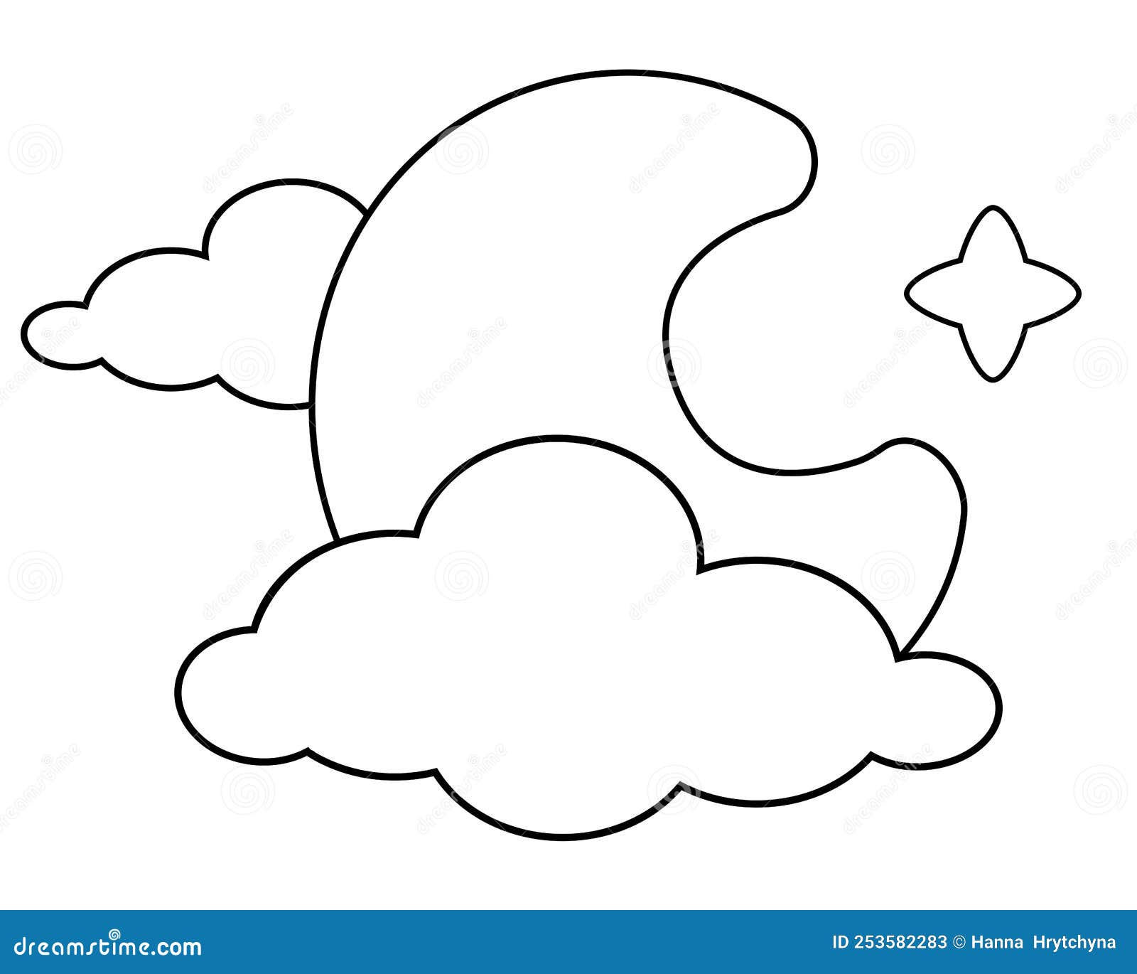 Luna Con Nubes Y Imagen Lineal Vectorial Estrella Para Colorear Porn Sex Picture