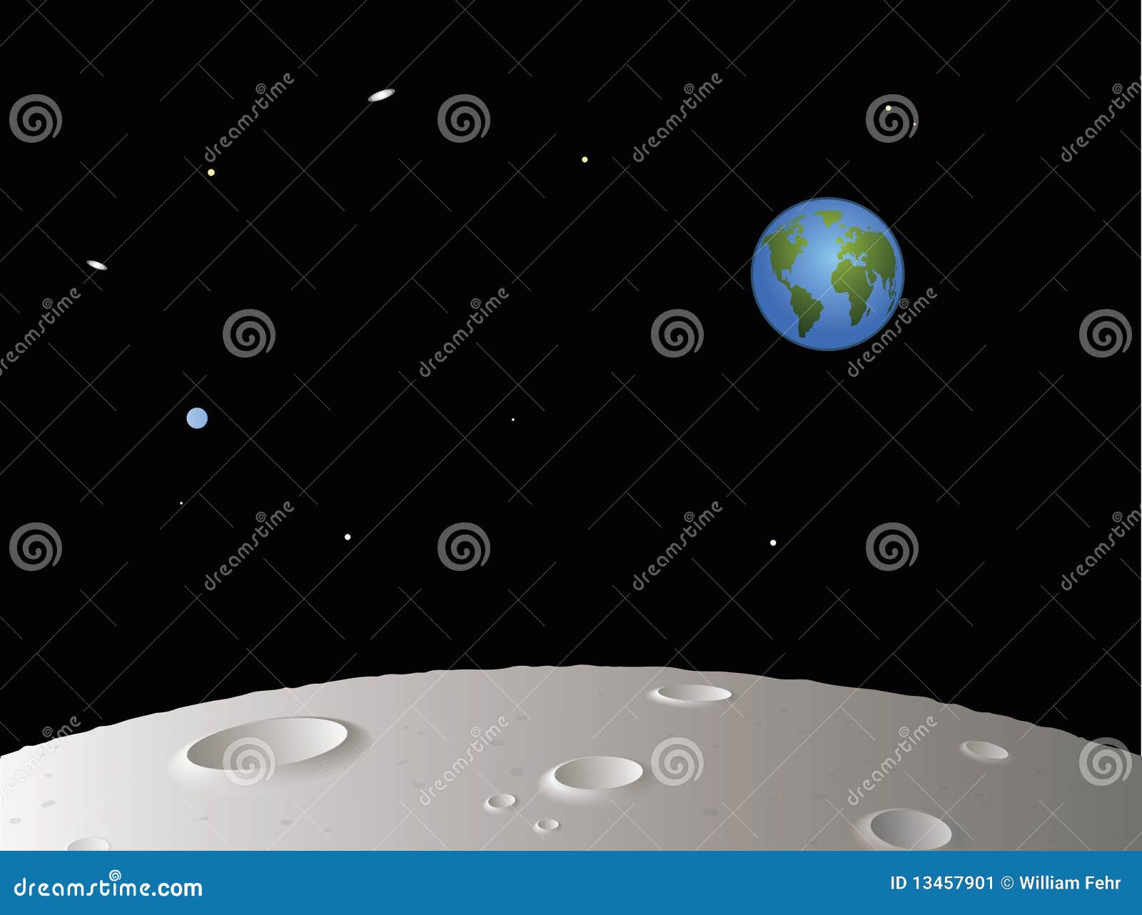 Luna con tierra distante stock de ilustración. Ilustración de planeta ...