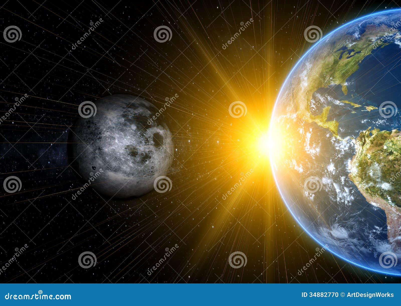 Luna e terra realistiche illustrazione di stock. Illustrazione di ...