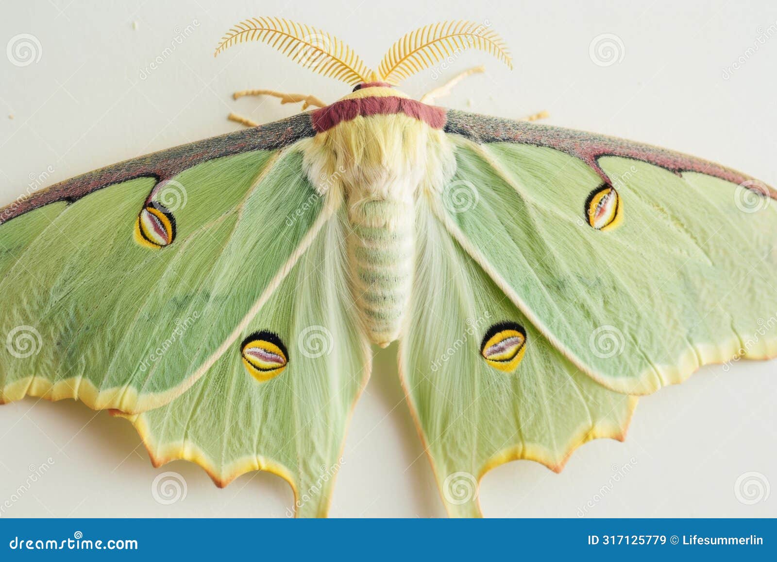 Luna Moth Displaying Its Stunning Green Wings Stock Image - Image of ...