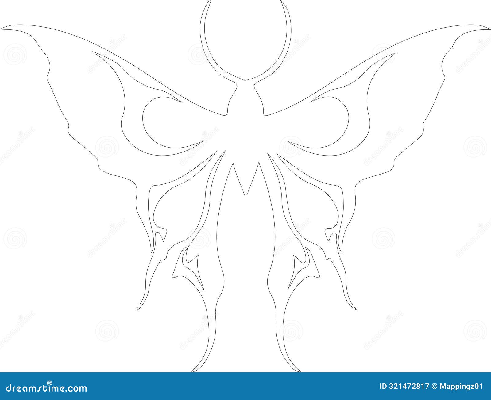 Luna Moth Outline Silhouette Generative Ai Stock Vector - Illustration ...