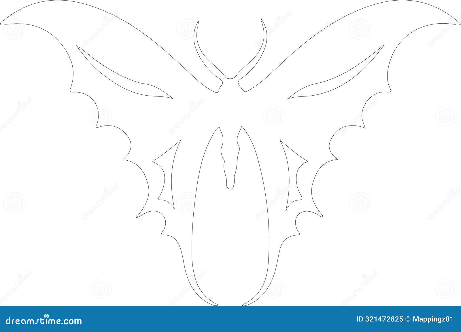 Luna Moth Outline Silhouette Generative Ai Cartoon Vector ...