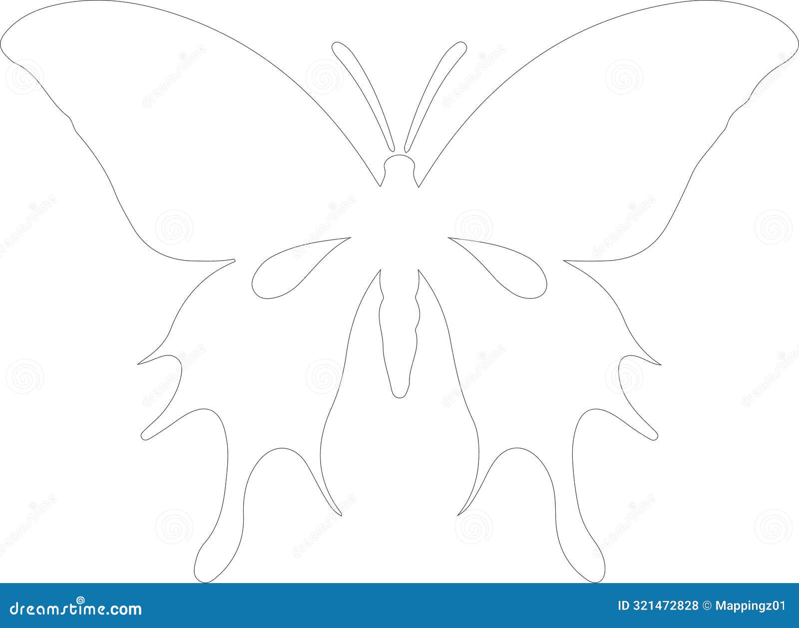 Luna Moth Outline Silhouette Generative Ai Vector Illustration ...