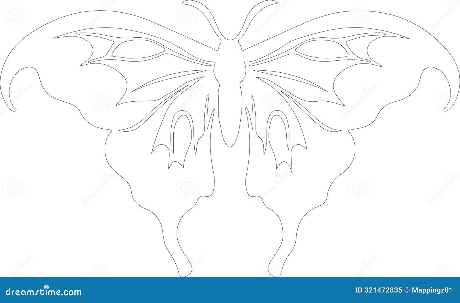 Luna Moth Outline Silhouette Generative Ai Cartoon Vector ...