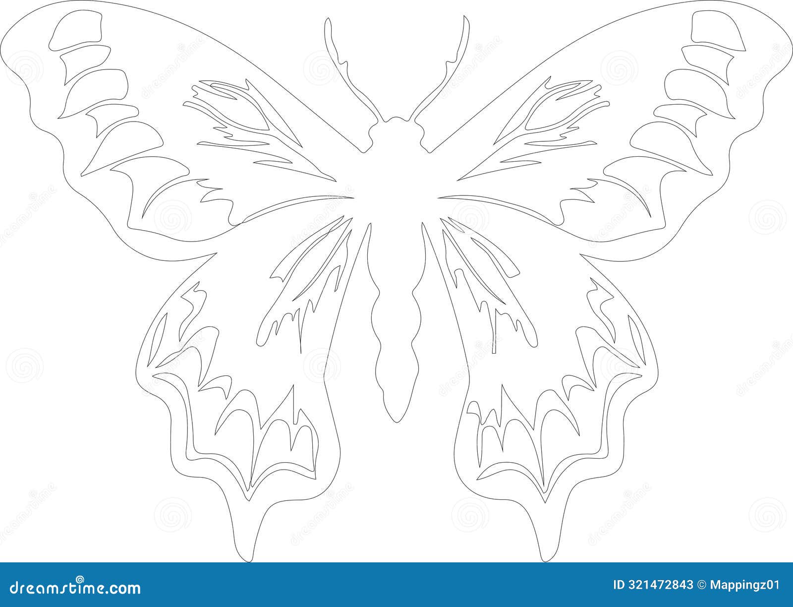 Luna Moth Outline Silhouette Generative Ai Cartoon Vector ...