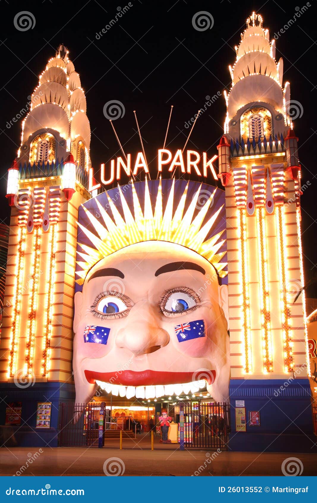 Luna Park Main Gate Luminous at Night Editorial Photography - Image of ...