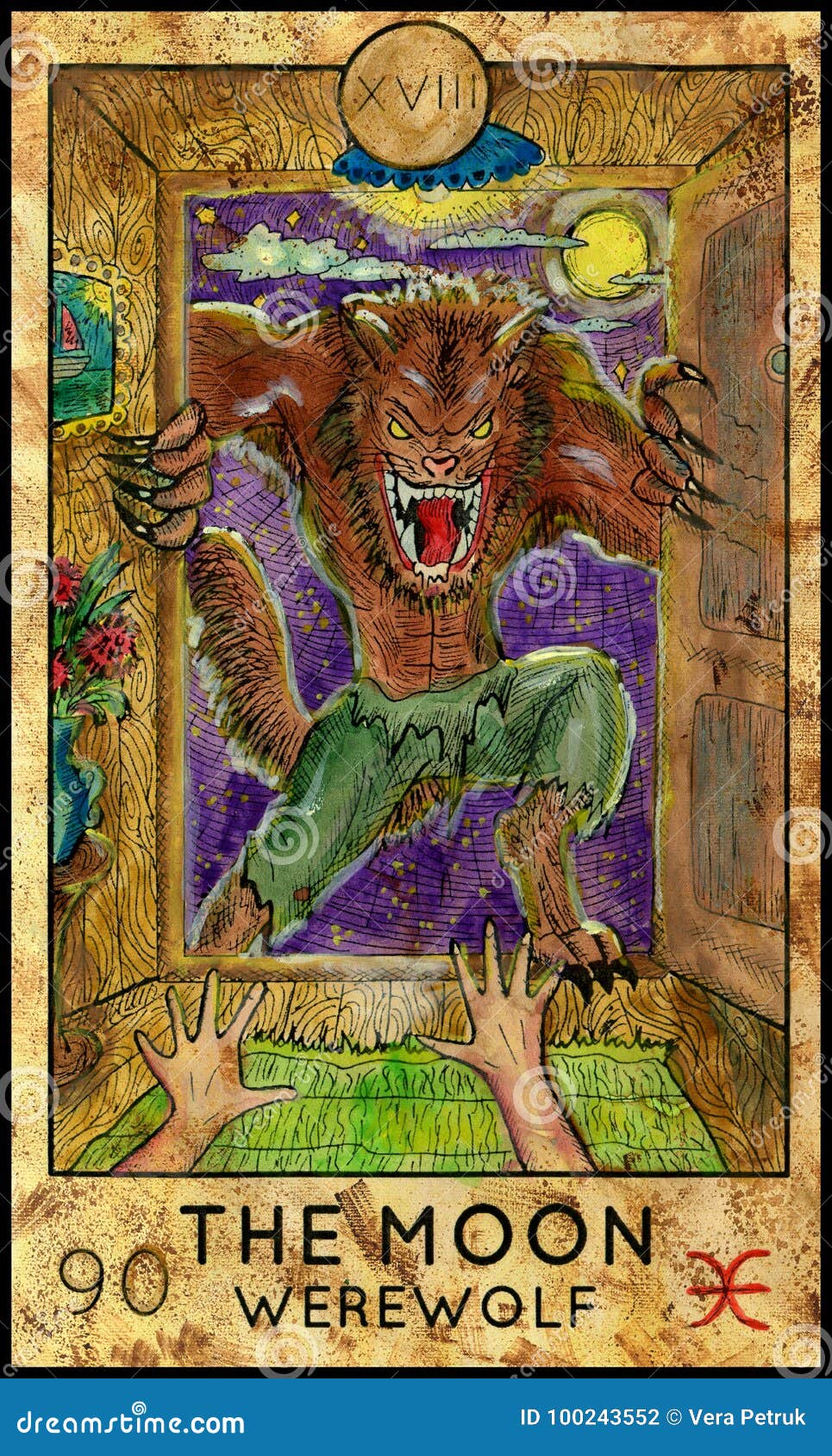 Luna werewolf illustrazione di stock. Illustrazione di grafico - 100243552