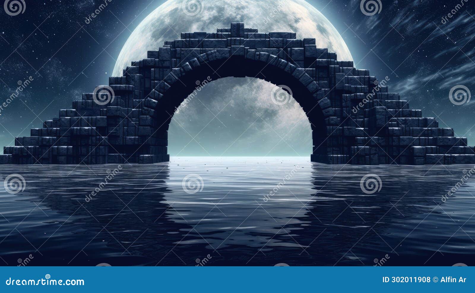 The Lunar Arch Bridge stock illustration. Illustration of setting ...