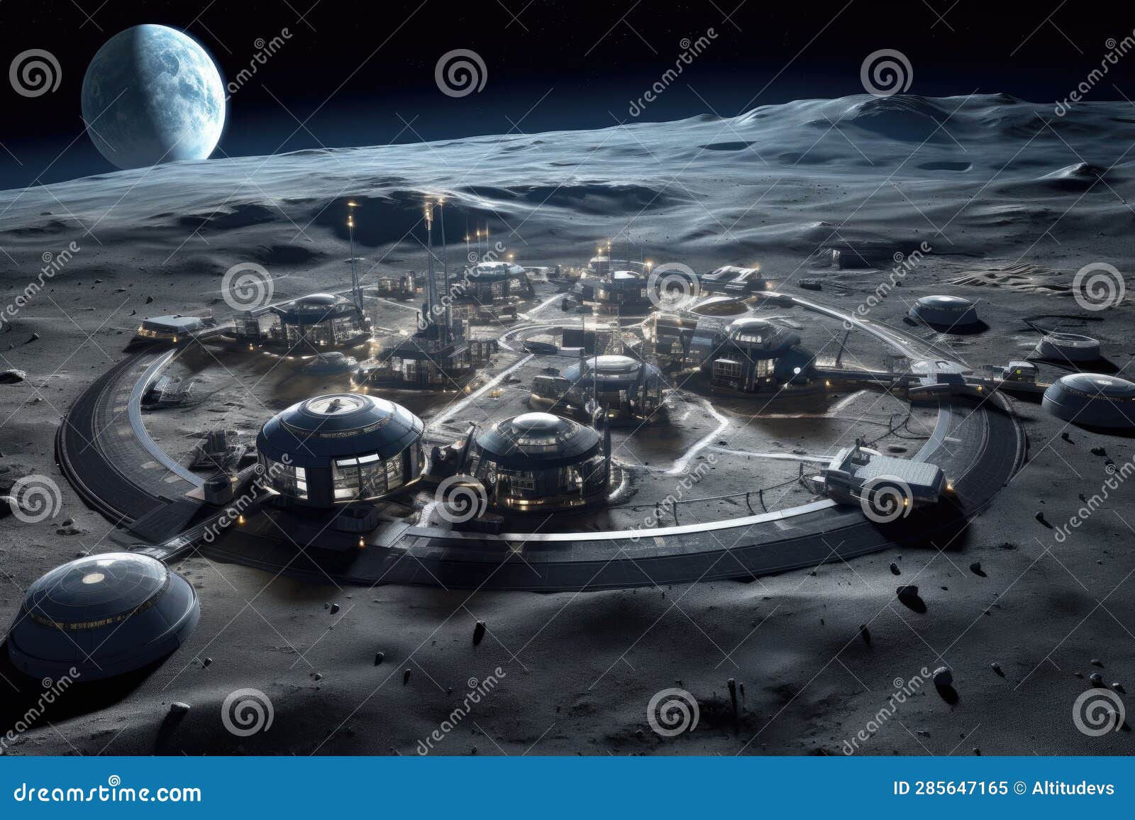 Lunar Base Blueprint with Detailed Engineering Designs Stock Image ...
