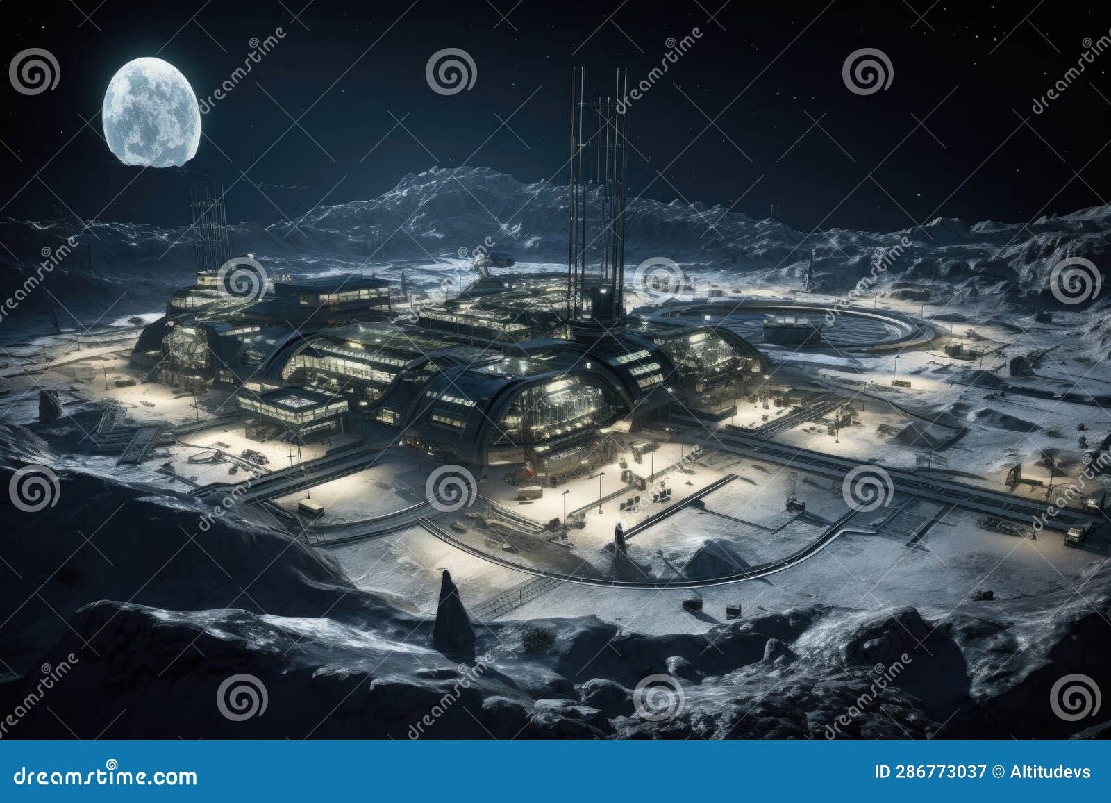 Lunar Base Blueprint with Detailed Engineering Designs Stock ...