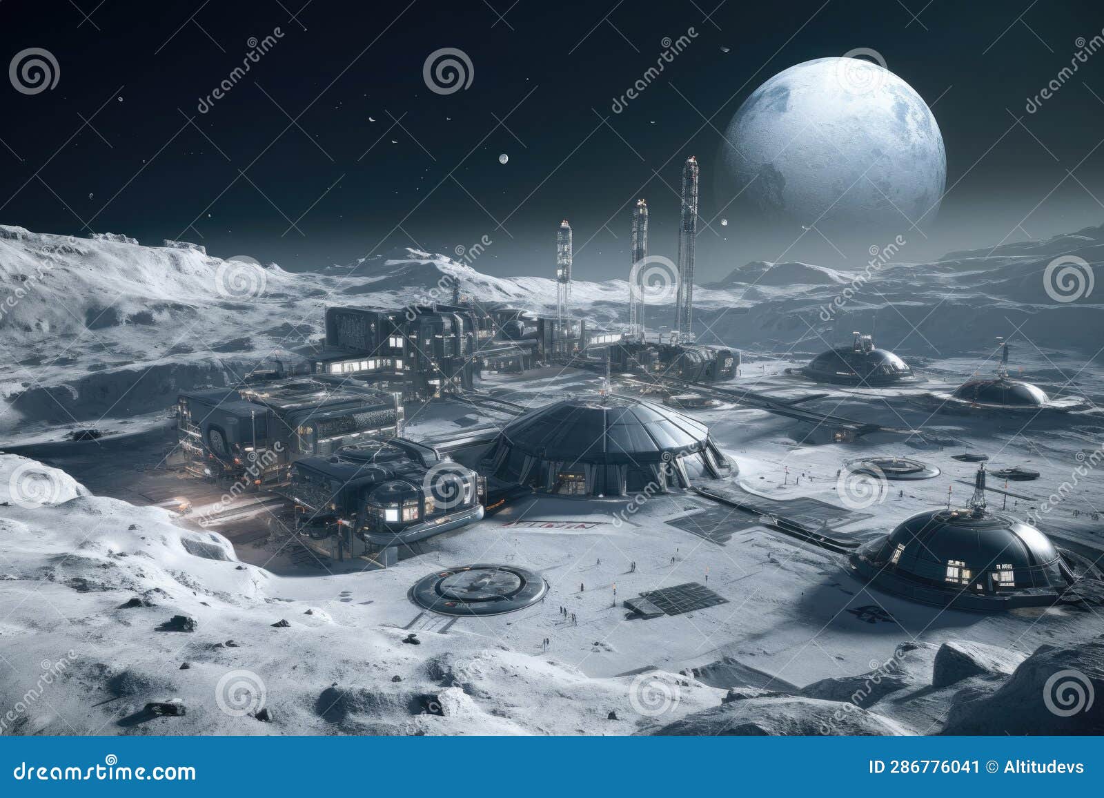 Lunar Base Blueprint with Detailed Engineering Designs Stock ...