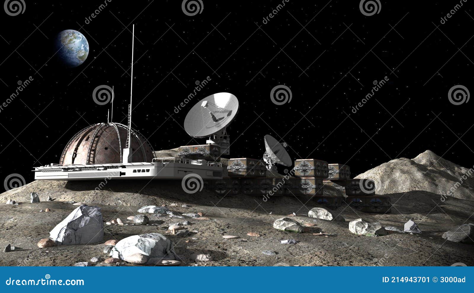 Lunar Base, Spatial Outpost. First Settlement On The Moon. Space ...