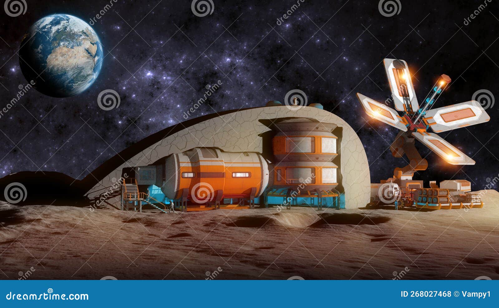 Lunar Base, Spatial Outpost. First Settlement on the Moon. Space ...