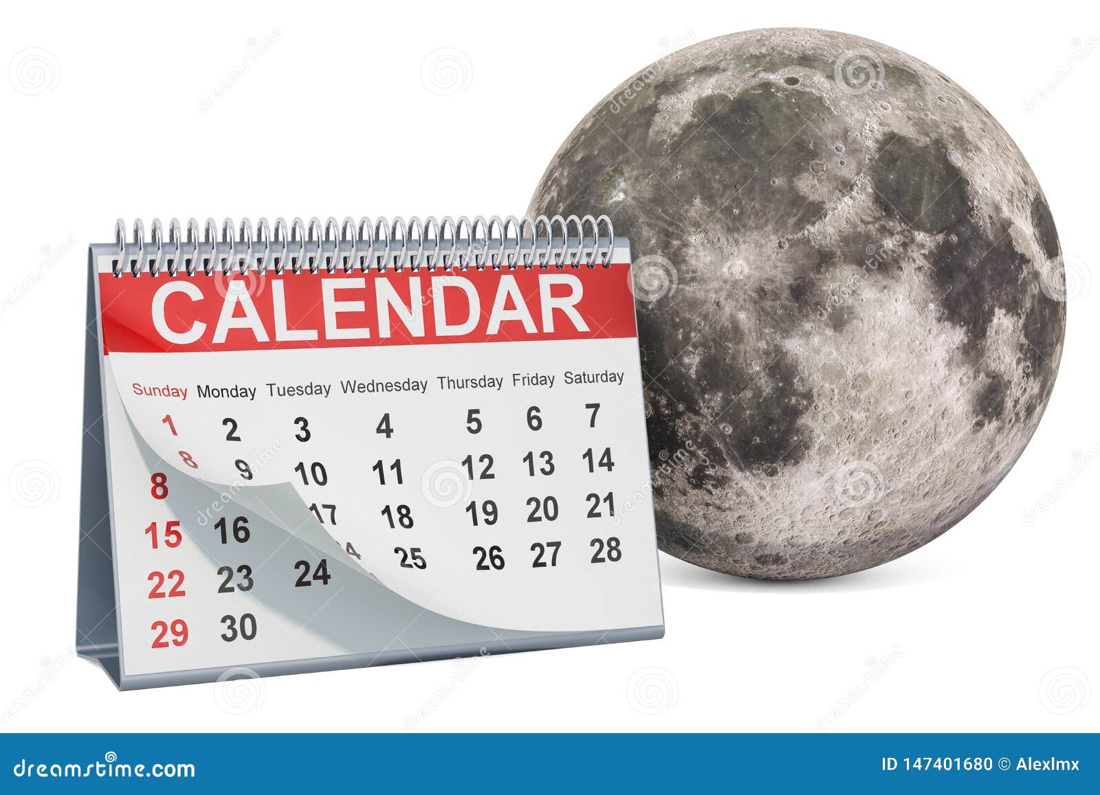Lunar Calendar Concept. 3D Rendering Stock Illustration - Illustration ...